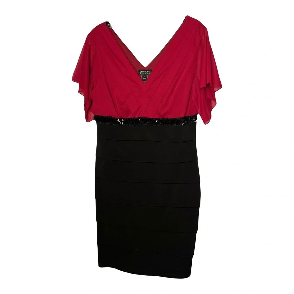 Enfocus Studio | Dresses | Enfocus Studio Red Black Layered Sequin ...